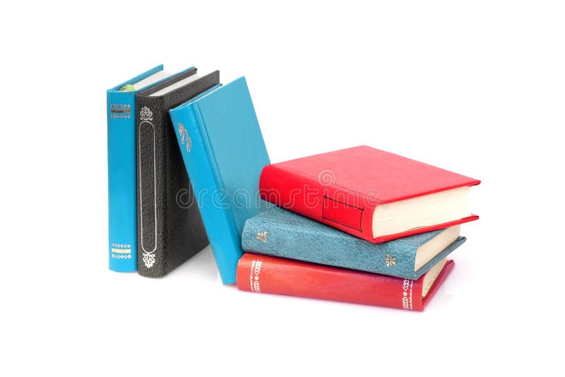 Stack of Books in Colour Covers with White Sheets Stock Photo - Image ...