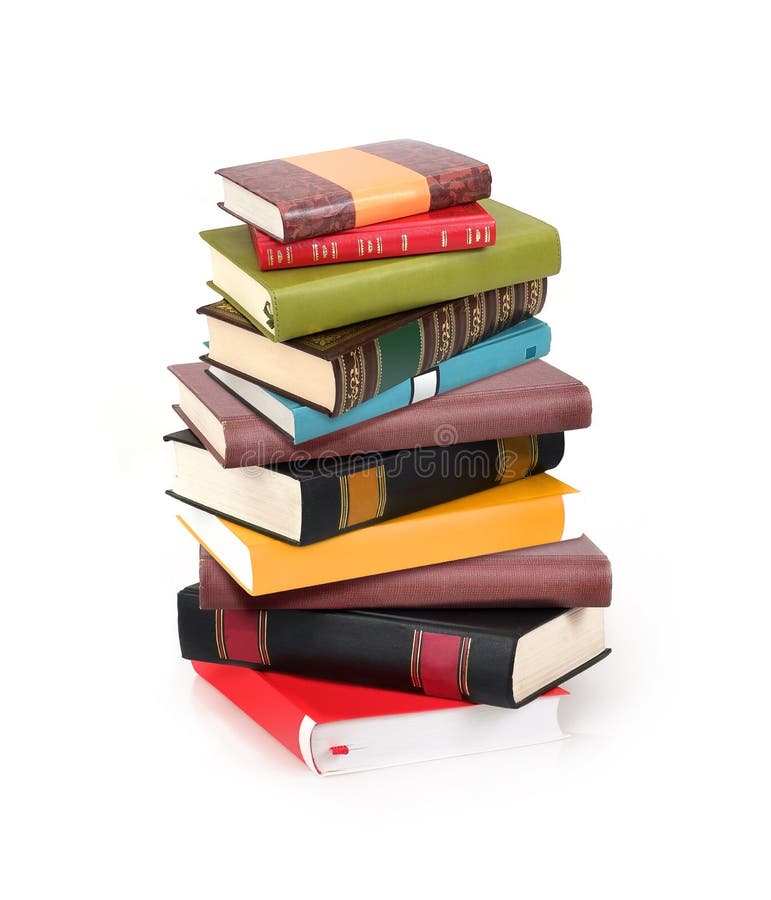 Stack of Books in Colour Covers with White Sheets Isolated on a White ...