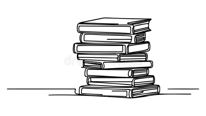 Stack of Books Continuous Line Drawing Isolated Minimalistic Trendy ...
