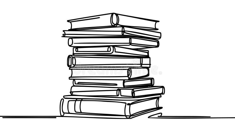 Stack of Books Continuous Line Drawing Isolated Minimalistic Trendy ...