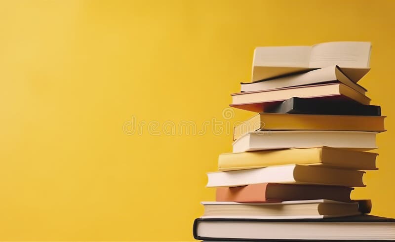 Stack of books. Copy space stock illustration. Illustration of ...
