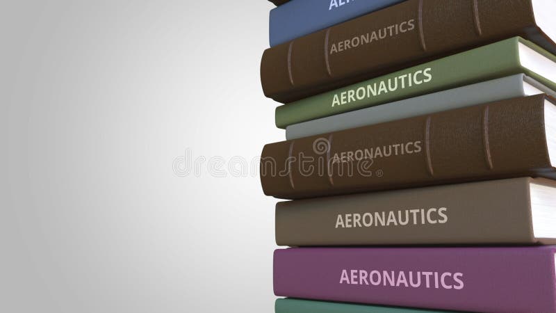 Pile of Books on AERONAUTICS, 3D Rendering Stock Illustration ...