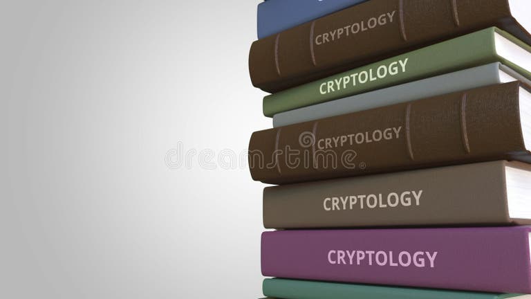 Pile of Books on CRYPTOLOGY, 3D Rendering Stock Illustration ...