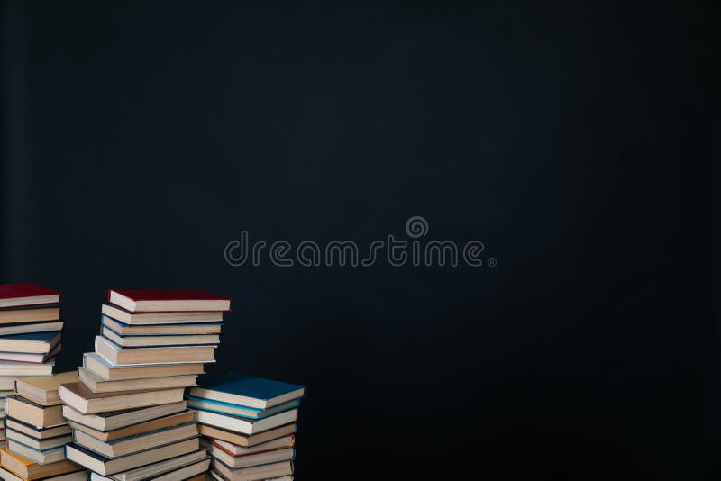 Stack of Books on a Black Background Science Learning Library Education ...
