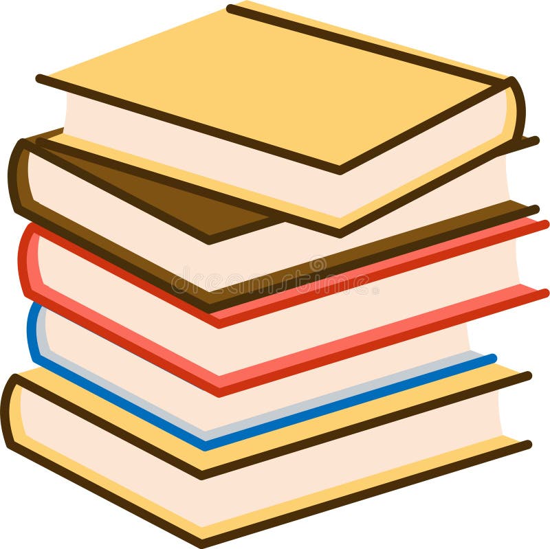Stack of Books Simple Outline Stock Vector - Illustration of library ...