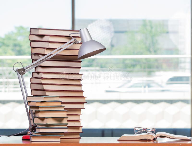 Stack of Books on the Desk in Education Concept Stock Image - Image of ...