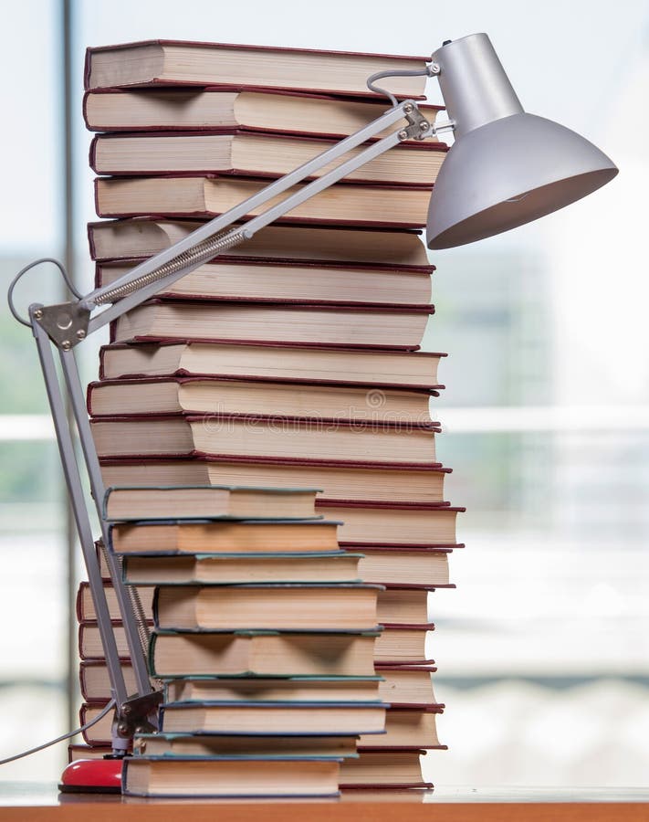 Stack of Books on the Desk in Education Concept Stock Image - Image of ...