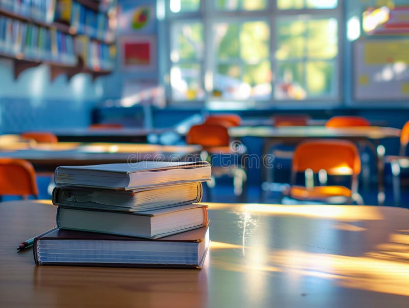 Stack of Books on Desk. by Generative Ai Stock Illustration ...