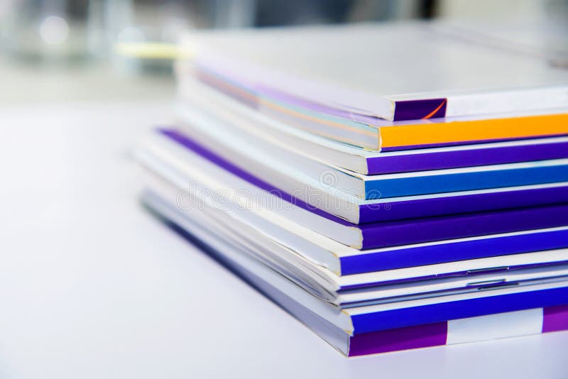 Stack of Books on the Desk in Office. Selective Focus. Stock Image ...
