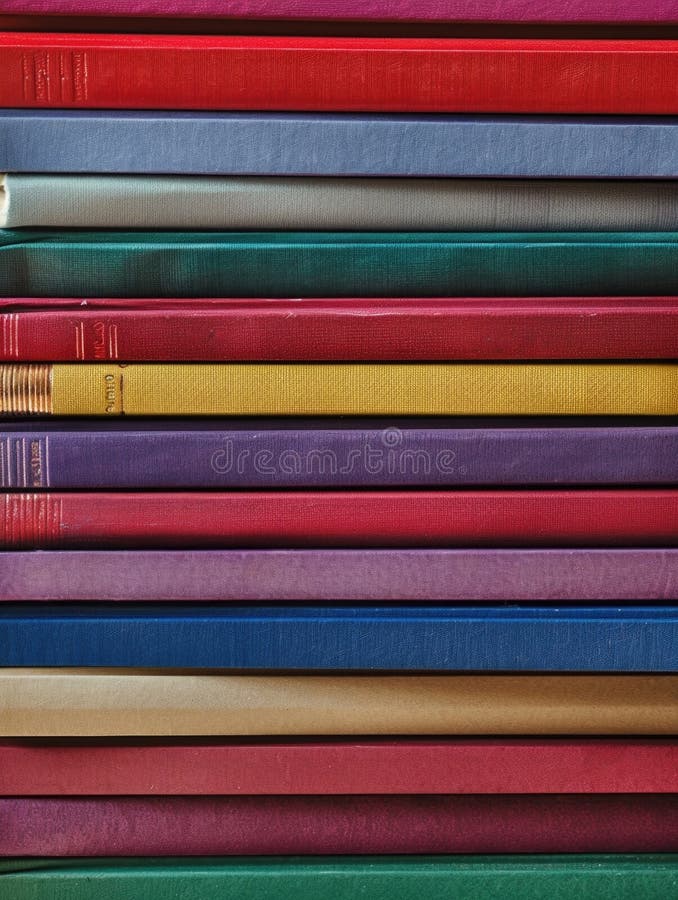 A Stack of Books with Different Colored Spines Stock Image - Image of ...