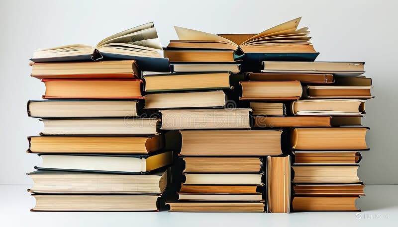 Stack of Books in Different Sizes and Colours. Clear Background Stock ...