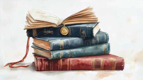 Stack of Books and Diploma with Graduation Year Charm. Stock Photo ...