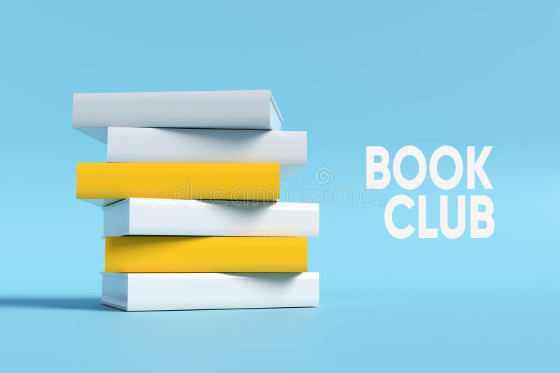 Stack of Books Forming a Book Club on Blue Background Stock ...