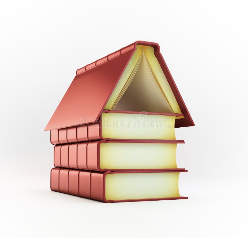 Stack of Books Forming a House Stock Illustration - Illustration of ...