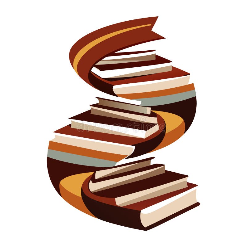 Stack of Books Forming Spiral Staircase, Conceptual Education Vector ...