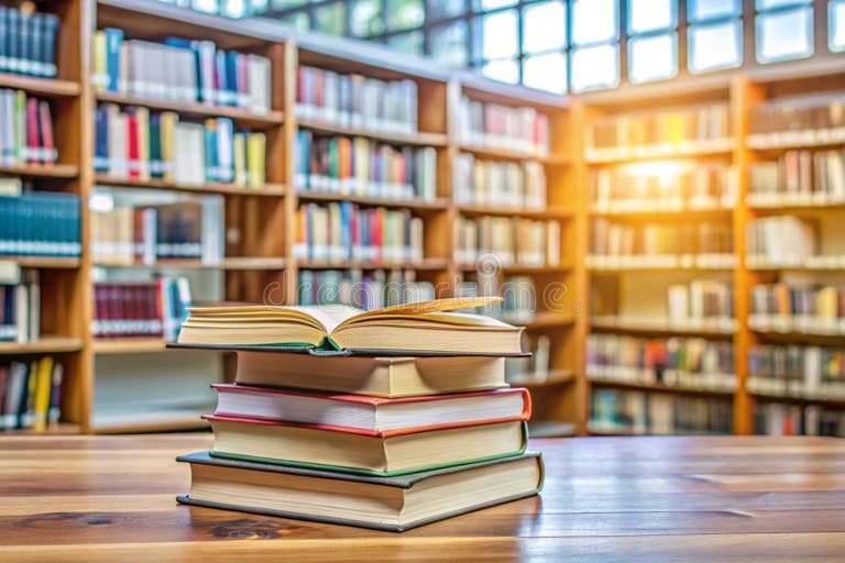 Stack of Books in Front of Library Stock Illustration - Illustration of ...