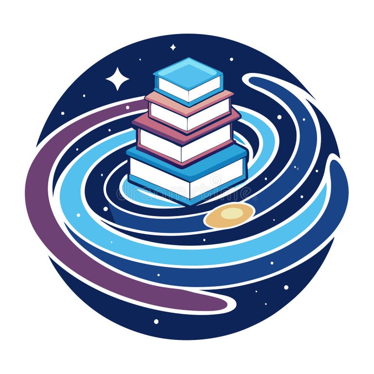 Stack of Books in a Galaxy, Knowledge is Power, Learning Concept Illustration Stock Vector ...