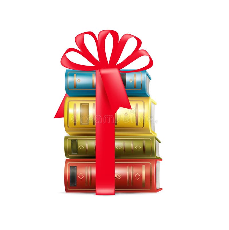 Stack of books in gift bow stock vector. Illustration of design - 33173419