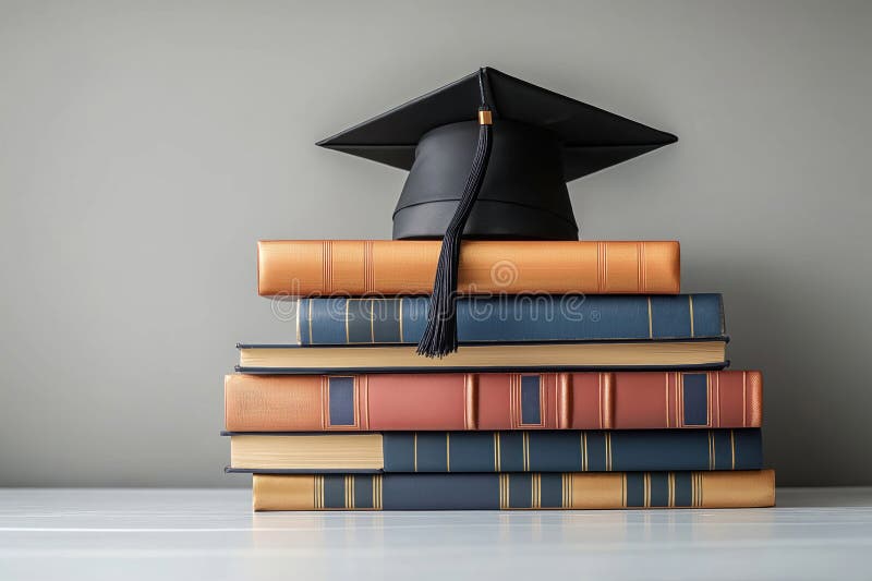 Stack of Books with Graduation Cap. Education Concept. Knowledge ...
