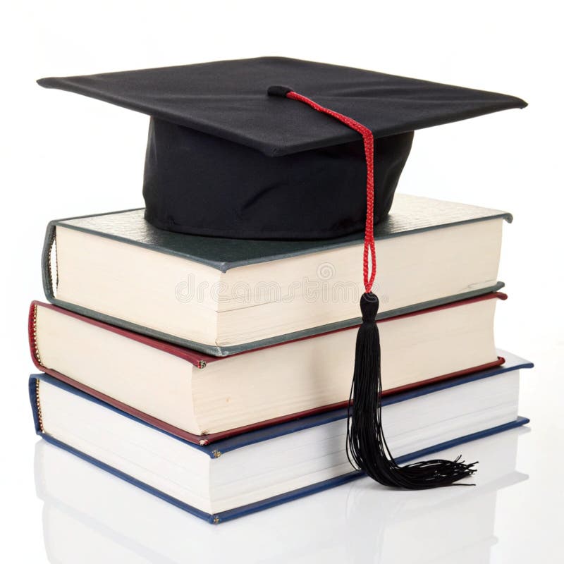 Stack of Books with a Graduation Cap Isolated on Transparent Background ...