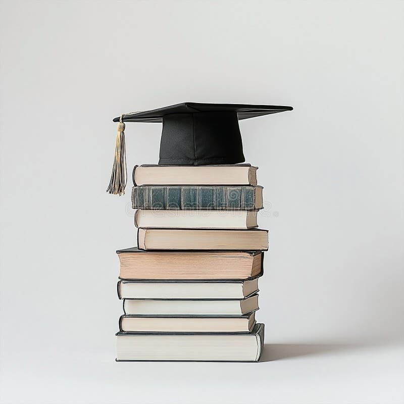 A Stack of Books with a Graduation Cap Symbolizing Education ...