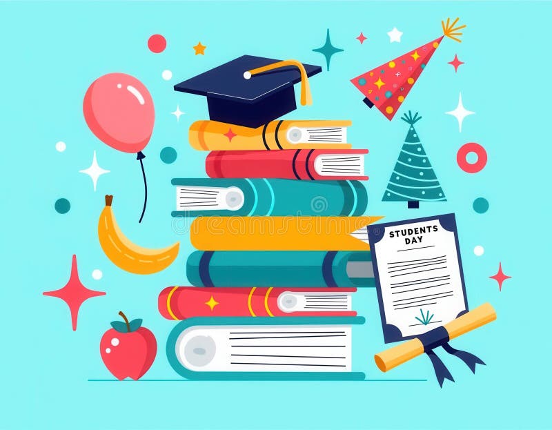 A Stack of Books with a Graduation Certificate on Top Stock ...