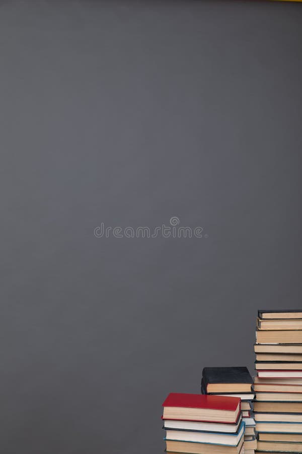 Stack of Books on a Gray Background in the Learning Library Stock Photo ...