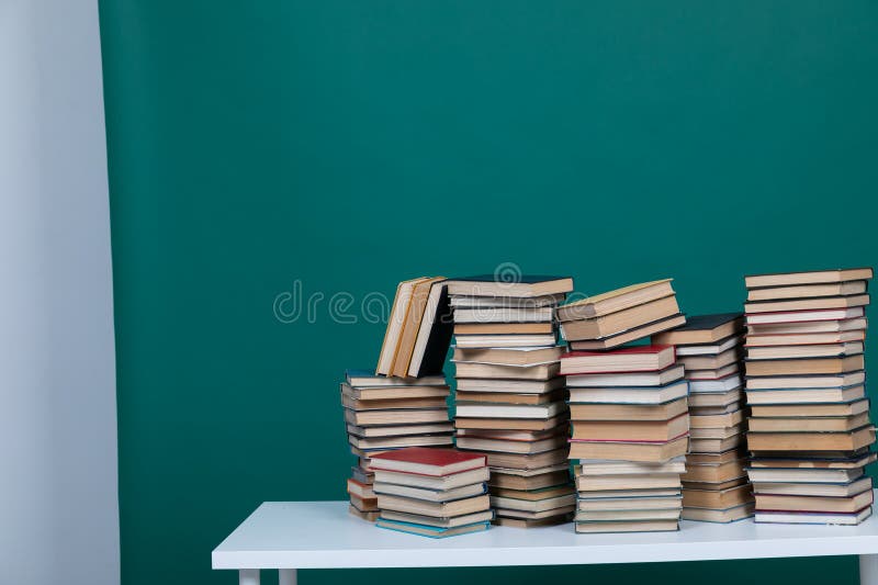 Library Science Stack of Books on White Background Training Stock Image ...