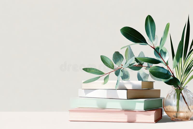 Books, Greenery, and Light stock illustration. Illustration of colors ...