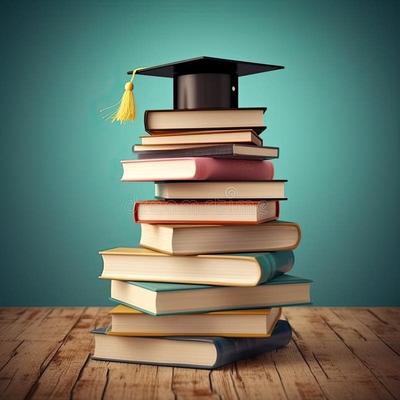 Stack of Books and a Hat of the Graduate,Achievement in Education ...
