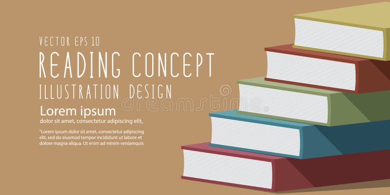 Stack of Books Heading Banner Flat Vector. Stock Vector - Illustration ...