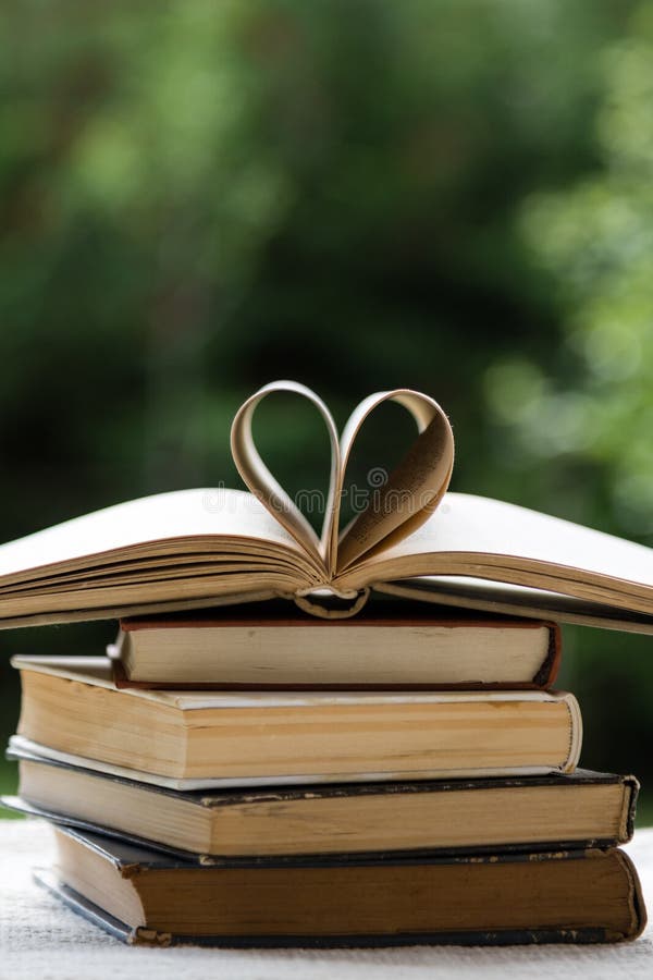 Stack of Books with Heart Shape Stock Image - Image of page, paper ...