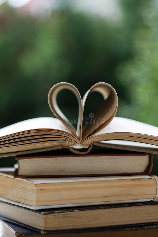 Stack of Books with Heart Shape Stock Image - Image of page, paper ...