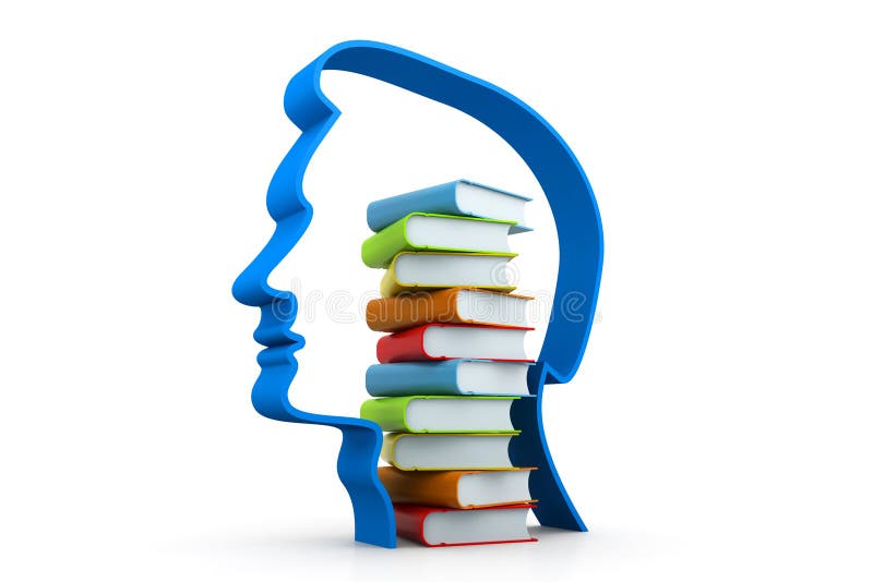 Stack of Books in Human Head Stock Illustration - Illustration of stack ...