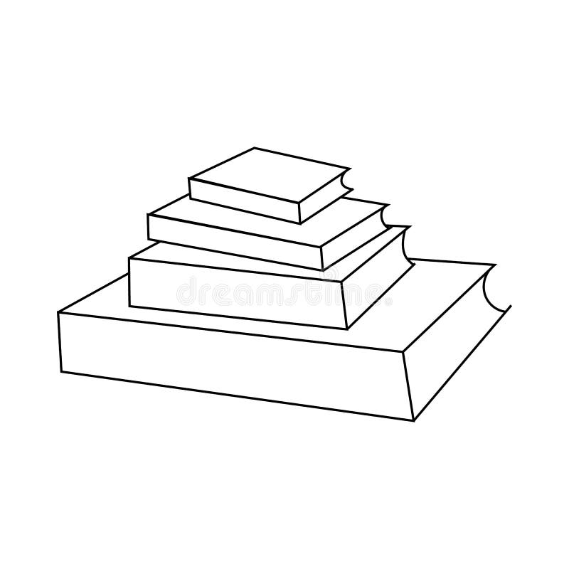 Stack of Books Icon, Outline Style Stock Illustration - Illustration of ...