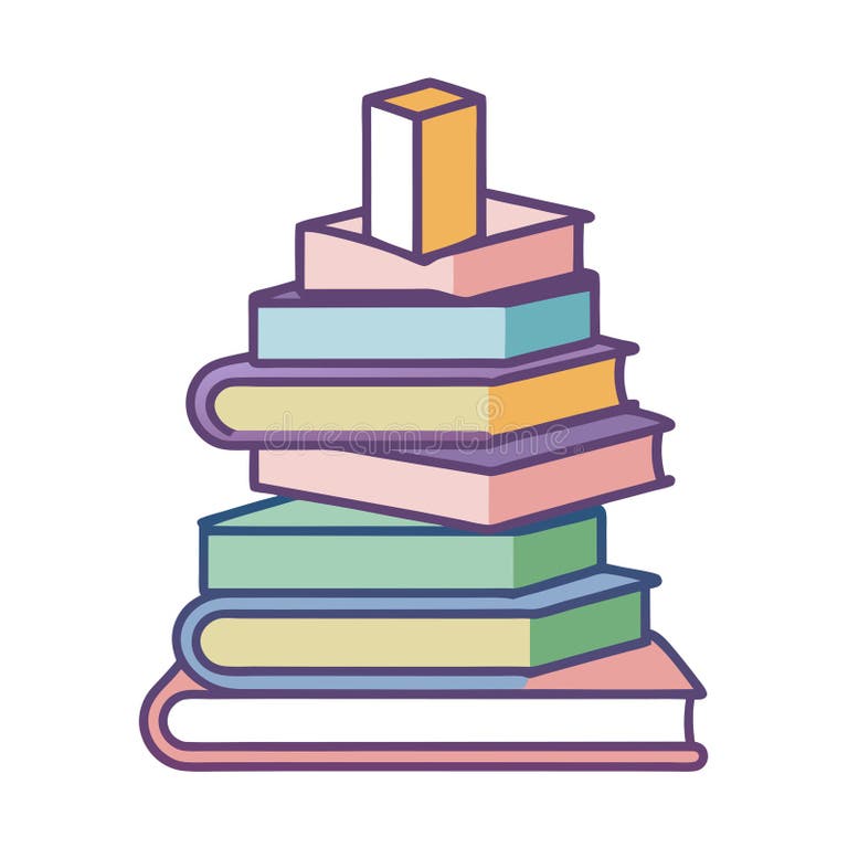 Stack of Books Illustration, Colorful Educational Material for Learning ...