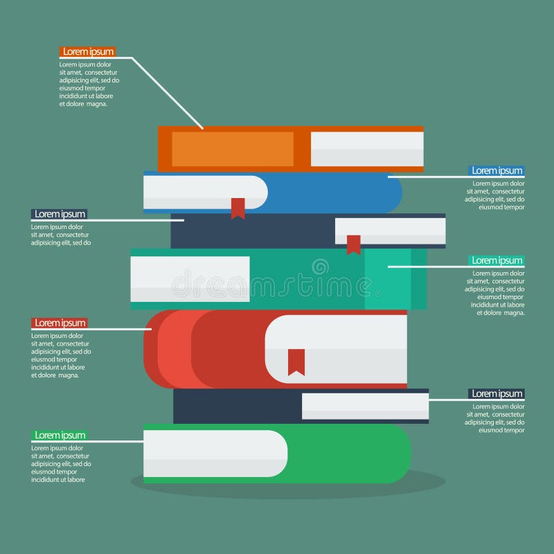 Stack of books infographic stock vector. Illustration of publication ...