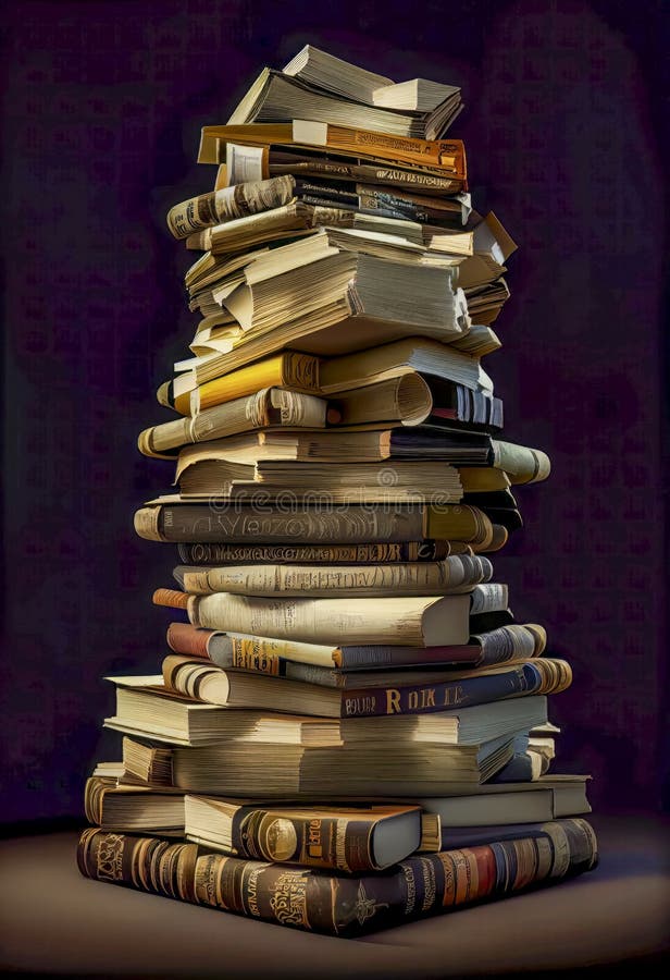 Stack of Books Isolated on Black Background. Stock Illustration ...