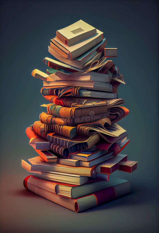 Stack of Books Isolated on Black Background. Stock Illustration ...