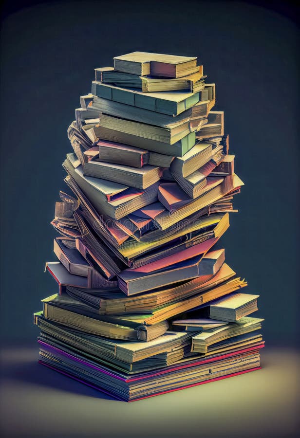Stack of Books Isolated on Black Background. Stock Illustration ...
