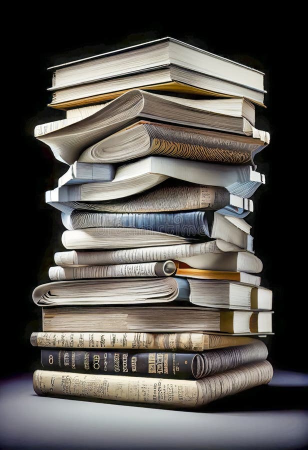 Stack of Books Isolated on Black Background. Stock Illustration ...