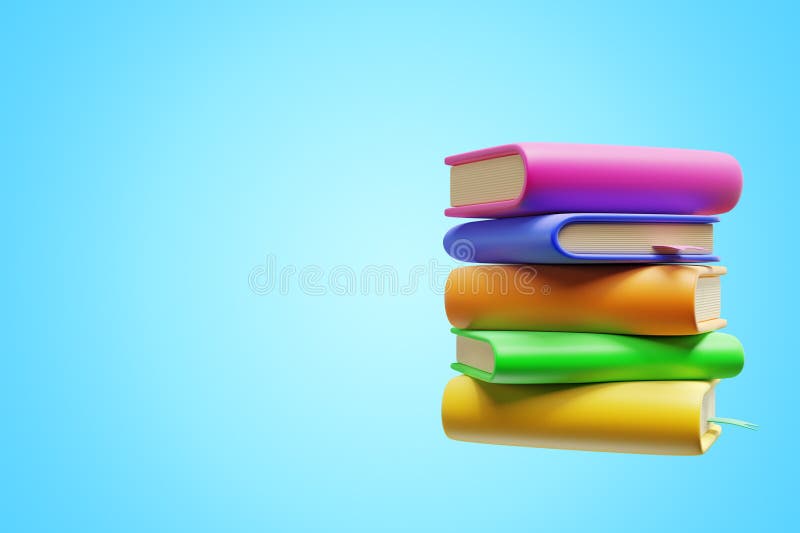 Stack of Books Isolated on Blue Background Stock Illustration ...