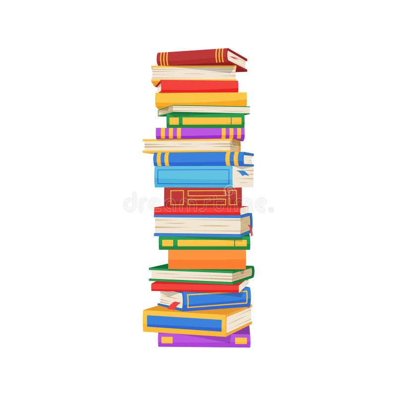 Stack of Books Isolated High Pile of Textbooks Stock Vector ...