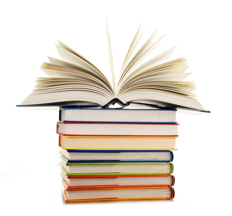 Stack of Books Isolated on White Background Stock Image - Image of ...