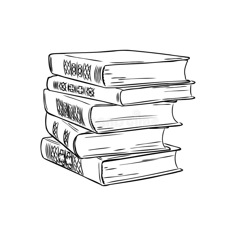 Stack of Books Isolated on White, Hand Drawn Sketch Vector Illustration ... Stack of Books Isolated on White, Hand Drawn Sketch Vector Illustration ...