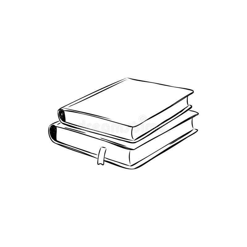 Stack of Books Isolated on White, Hand Drawn Sketch Vector Illustration ...