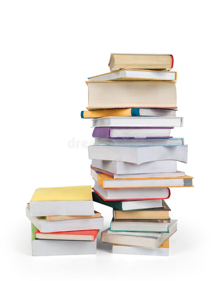 Stack of Books Isolated on a White Stock Photo - Image of background ...
