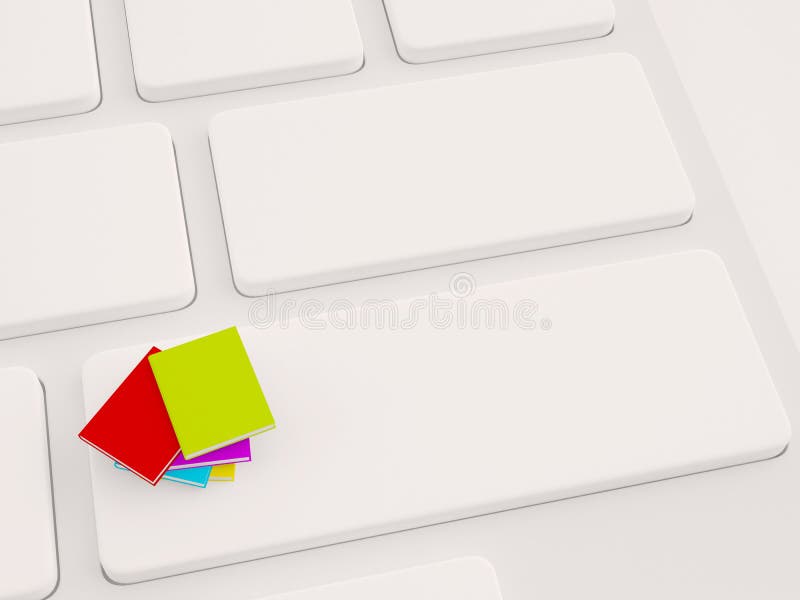 Stack of Books on Keyboard. 3d Illustration Stock Illustration ...