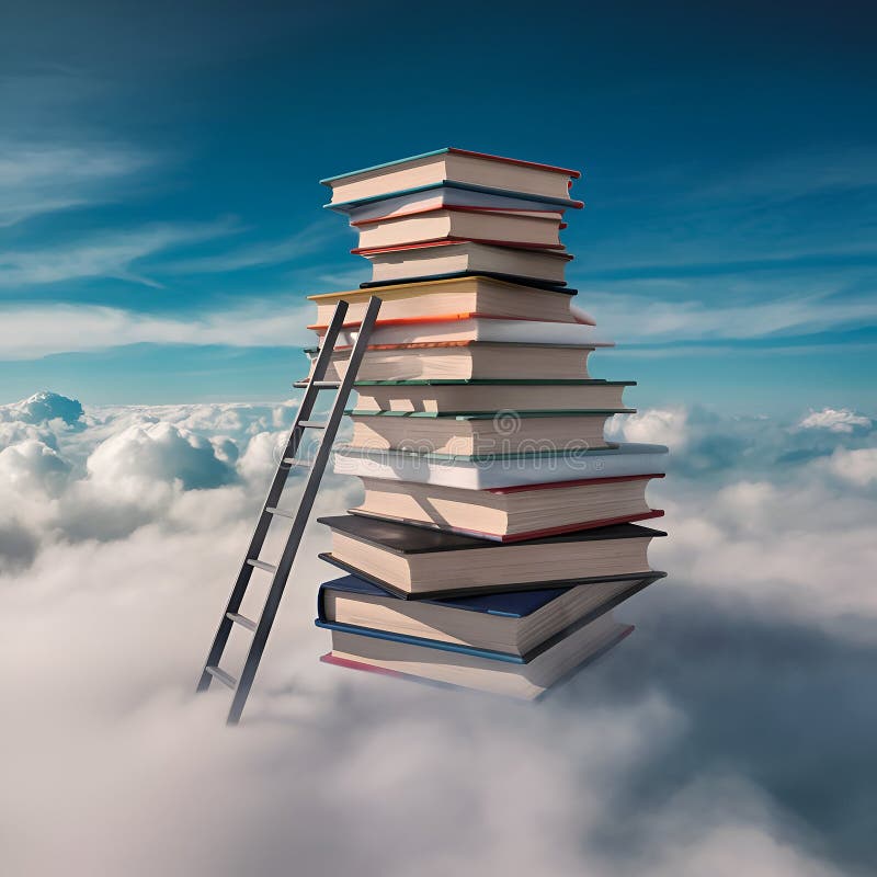 Stack of Books with Ladder Education Learning Concept. Stock ...