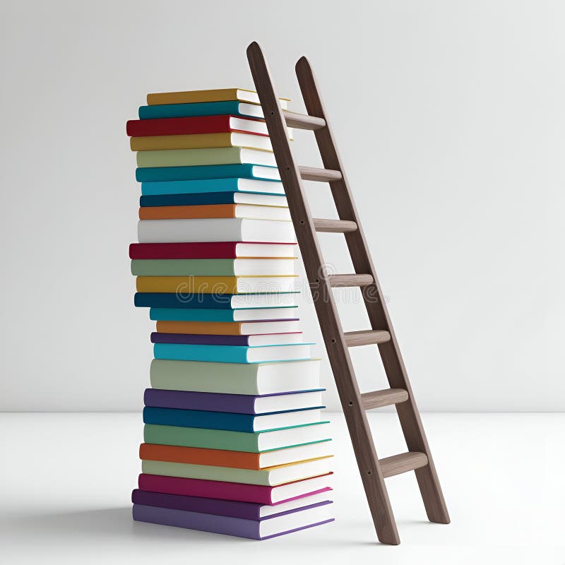 Stack of Books with Ladder Education Learning Concept Stock ...